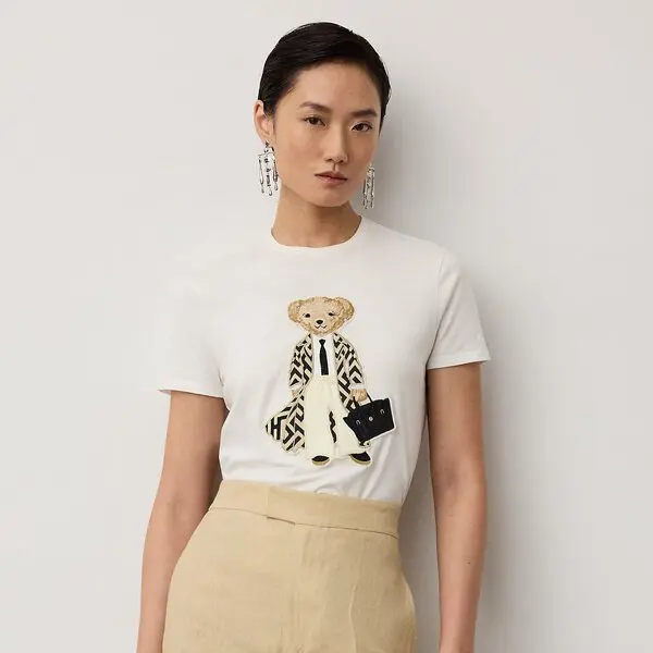 Ralph Lauren Pring Polo Bear Cotton Tee - Cream