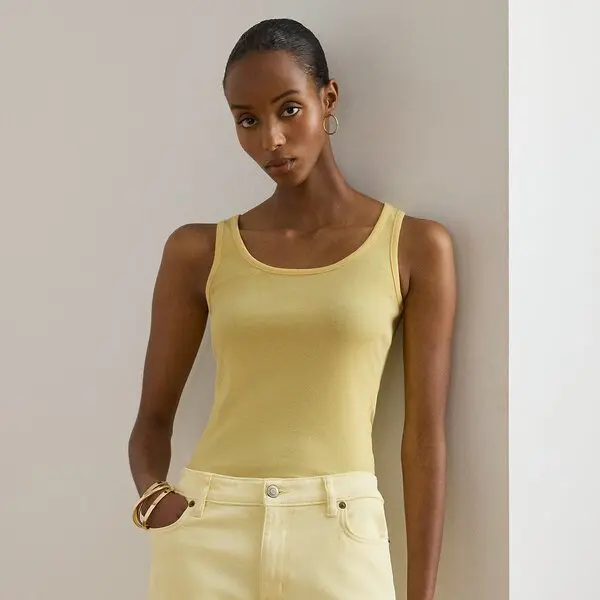 Ralph Lauren Stretch Cotton Tank Top - Lemon Sorbet