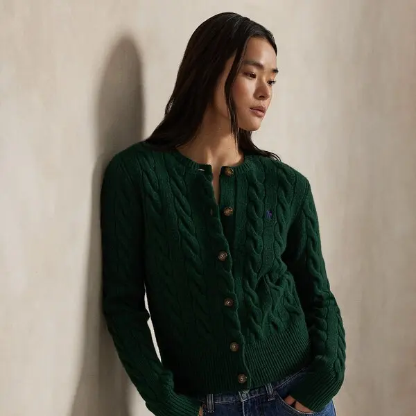 Ralph Lauren Cable-knit Wool-cashmere Cardigan - Castleton Green