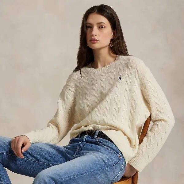 Ralph Lauren Cable-knit Wool-cashmere Sweater - Authentic Cream