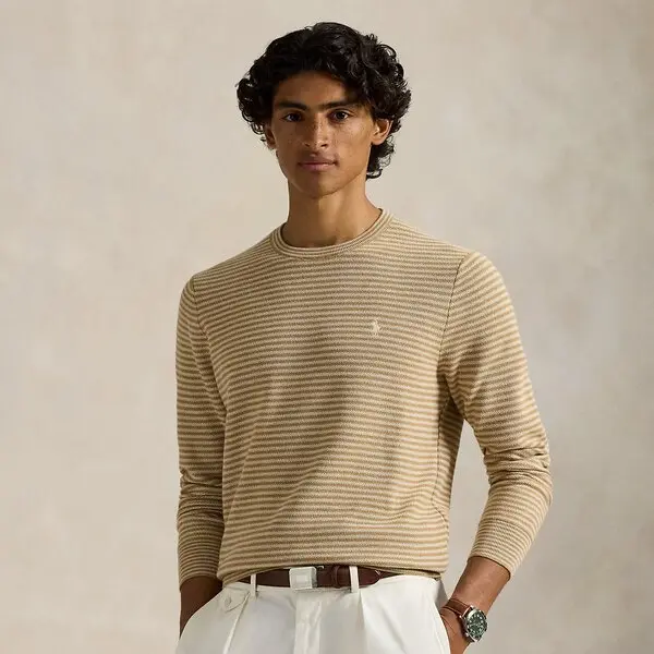 Ralph Lauren Striped Cotton Sweater - Camel Combo