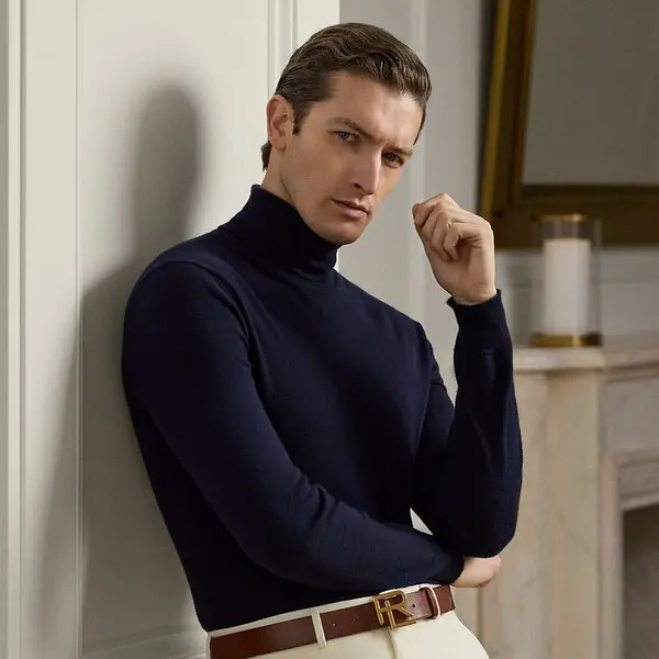 Ralph Lauren Cashmere Turtleneck Sweater - Classic Chairman Navy