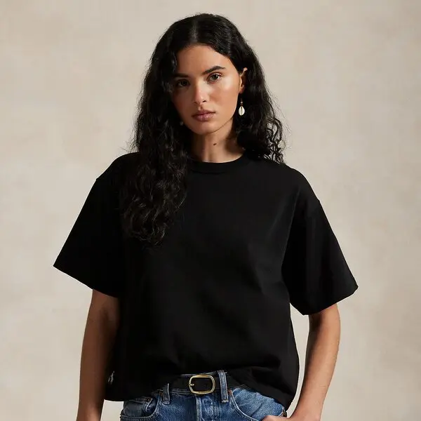 Ralph Lauren Relaxed Crop Fit Cotton Jersey Tee - Polo Black