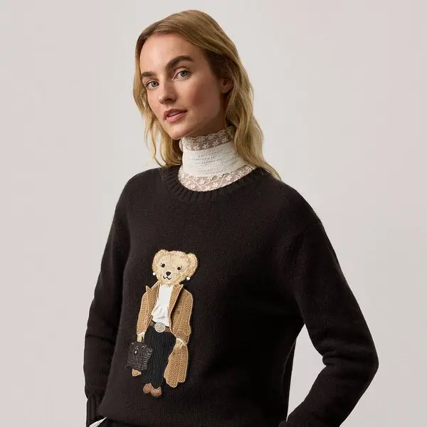 Ralph Lauren Fa Poo Bear Cashmere Sweater - Dark Brown