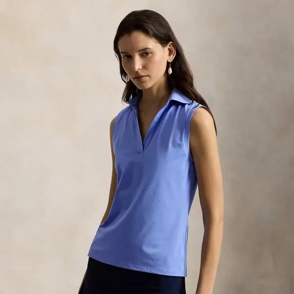Ralph Lauren Tailored Fit Sleeveless Polo Shirt - Blue Mist