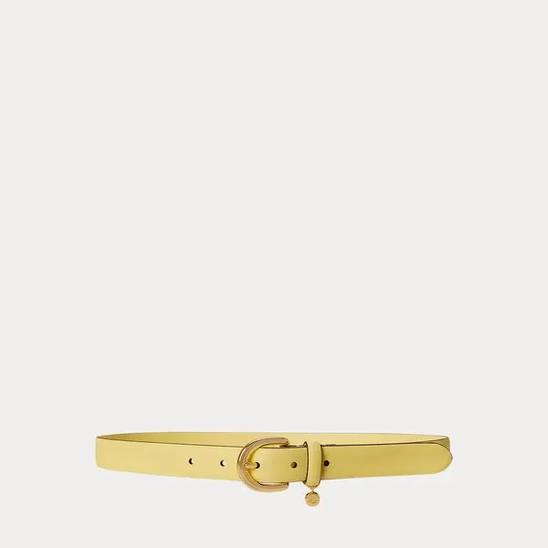 Ralph Lauren Charm Crohatch Leather Belt - Lemon Sorbet