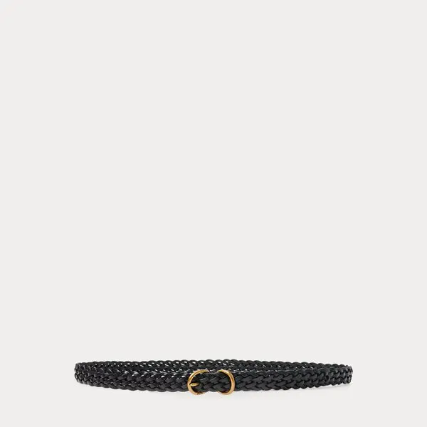 Ralph Lauren Braided Vachetta Eather Skinny Bet - Black