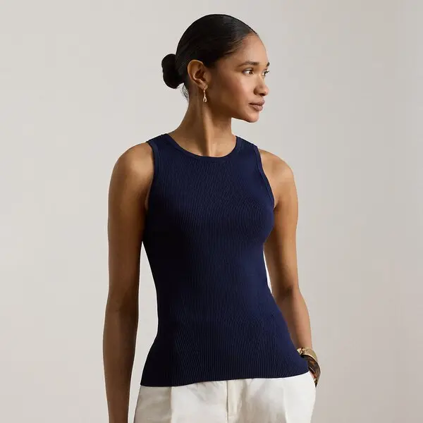 Ralph Lauren Sleeveless Rib-knit Sweater - Refined Navy