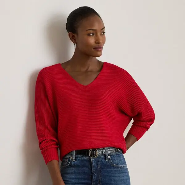 Ralph Lauren Rib-knit Dolman-sleeve Sweater - Ralph Red