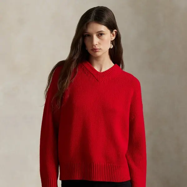 Ralph Lauren Cashere High V-neck Sweater - Rl2000 Red