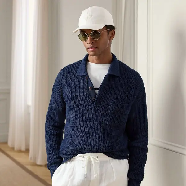 Ralph Lauren Relaxed-fit Silk-linen Sweater - Classic Chairman Navy