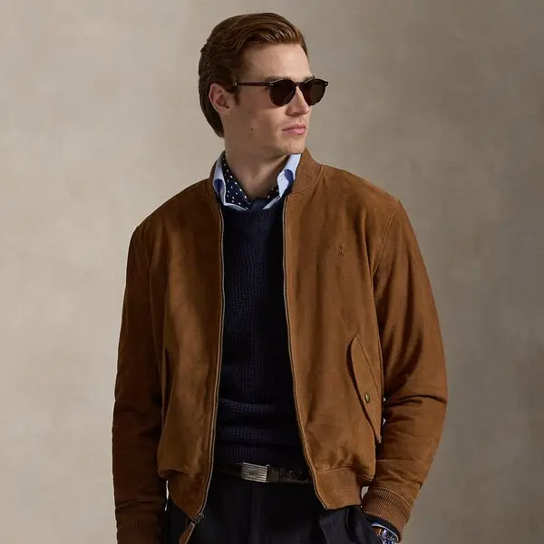 Ralph Lauren Suede Flight Jacket - Country Brown