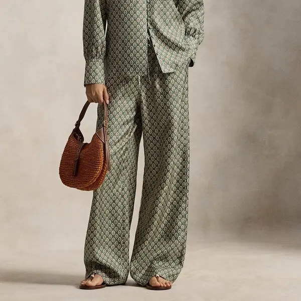 Ralph Lauren Floral Silk Wide-leg Drawstring Pants