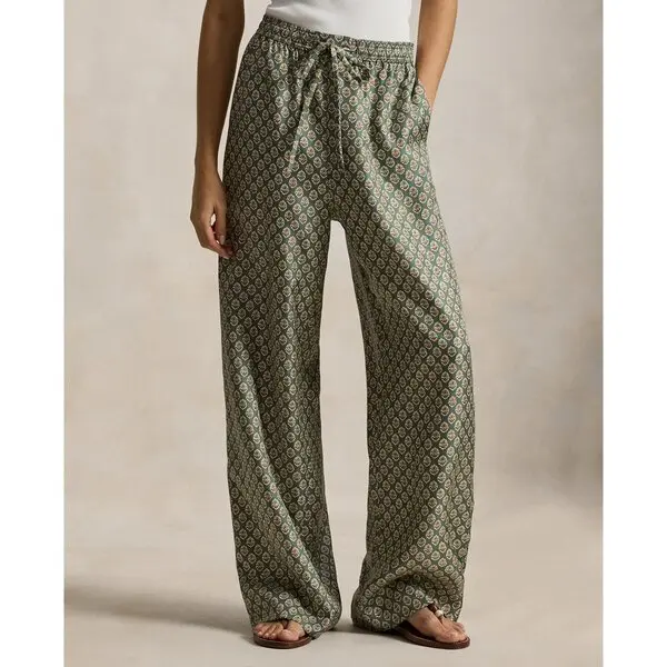 Ralph Lauren Floral Silk Wide-leg Drawstring Pants