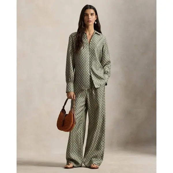 Ralph Lauren Floral Silk Wide-leg Drawstring Pants