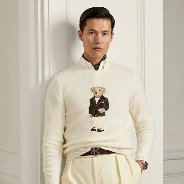 Ralph Lauren Cashmere Polo Bear Sweater - Classic Cream