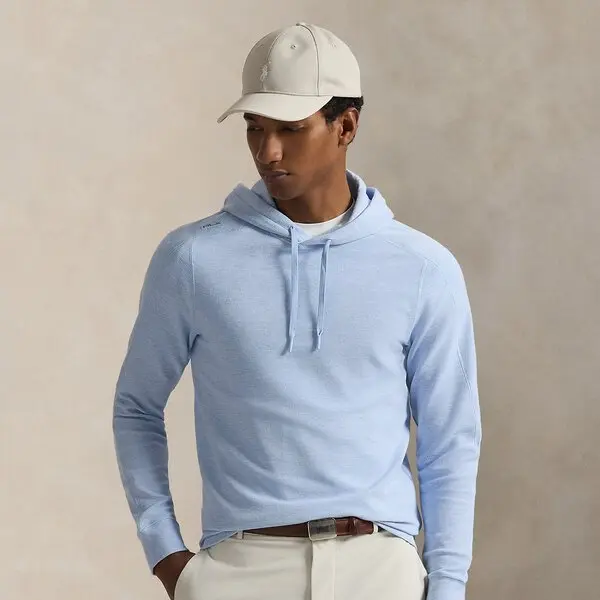 Ralph Lauren Performance Waffle-knit Hoodie - Office Blue Heather