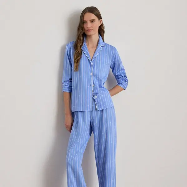Ralph Lauren Ogo Striped Sateen Seep Set - Blue Print