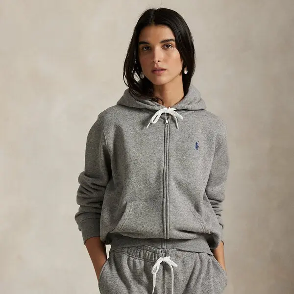 Ralph Lauren Feece Fu-zip Hoodie - Dark Vintage Heather