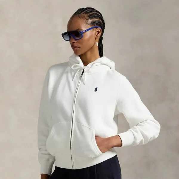 Ralph Lauren Feece Fu-zip Hoodie - White