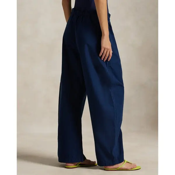 Ralph Lauren Cotton Curved Tapered Drawstring Pant - Navy