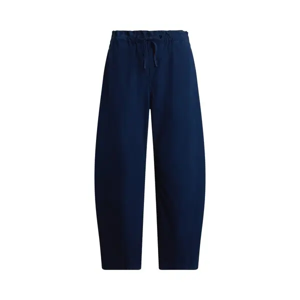 Ralph Lauren Cotton Curved Tapered Drawstring Pant - Navy