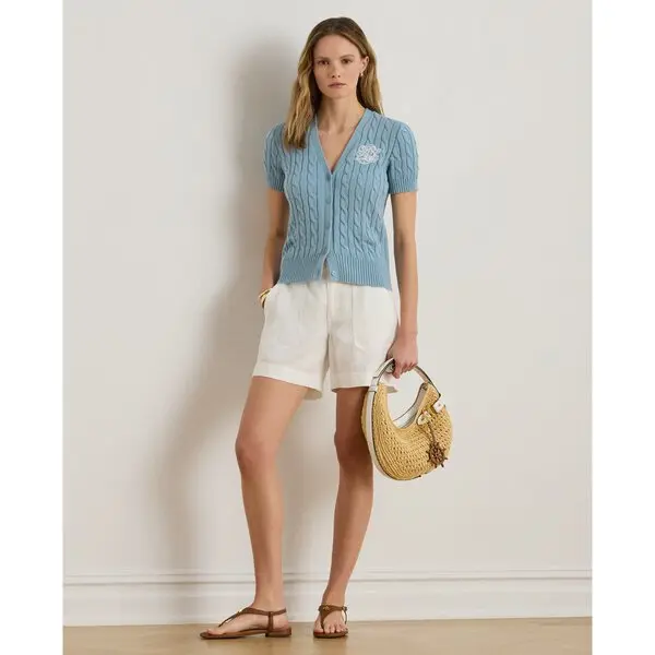 Ralph Lauren Cable-knit Cotton Short-sleeve Cardigan - Blue Note