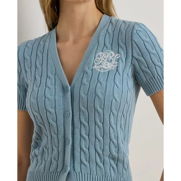 Ralph Lauren Cable-knit Cotton Short-sleeve Cardigan - Blue Note