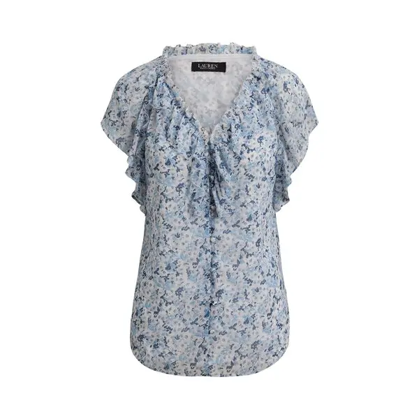 Ralph Lauren Floral Ruffle-trim Georgette Blouse