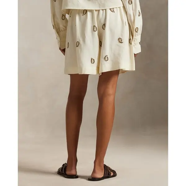 Ralph Lauren Beaded Paisley Drawstring Shorts