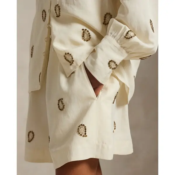 Ralph Lauren Beaded Paisley Drawstring Shorts