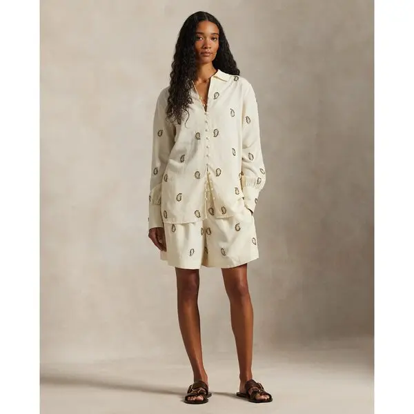 Ralph Lauren Beaded Paisley Drawstring Shorts