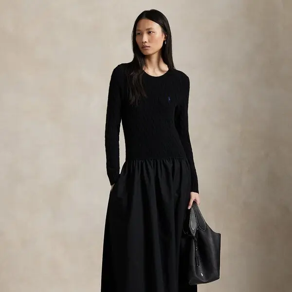 Ralph Lauren Cabe-knit Popin Dress - Polo Black