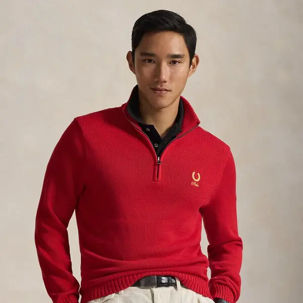 Ralph Lauren Cotton Quarter-zip Sweater - Rl 2000 Red