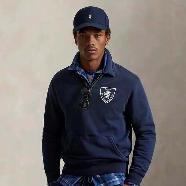 Ralph Lauren Embroidered Quarter-zip Sweatshirt - Cruise Navy