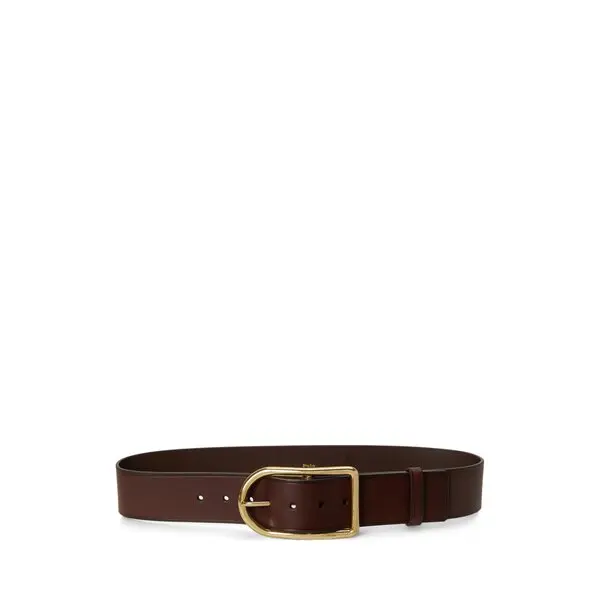 Ralph Lauren Leather Belt With Curved Buckle - Acorn