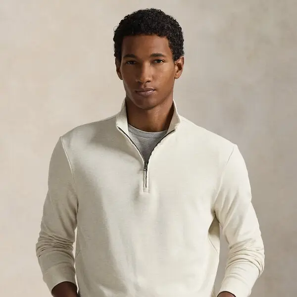 Ralph Lauren Textured Quarter-zip Pullover - Chalk Heather/nevis