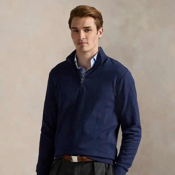 Ralph Lauren Textured Quarter-zip Pullover - Spring Navy Heather