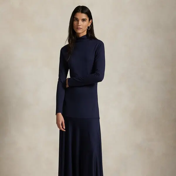Ralph Lauren Ponte Turtleneck Maxi Dress - Ink