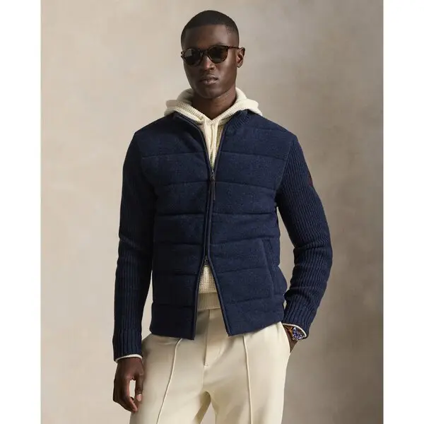 Ralph Lauren Wool-cashmere Quilted Insulated Full-zip Sweater