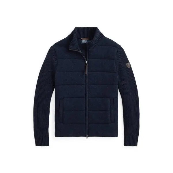 Ralph Lauren Wool-cashmere Quilted Insulated Full-zip Sweater