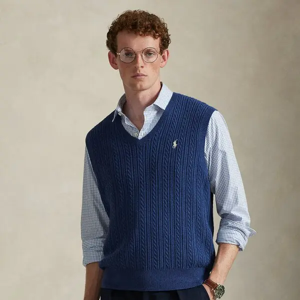 Ralph Lauren Cable-knit Cotton Weater Vet - Rustic Navy Heather