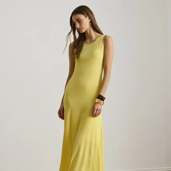 Ralph Lauren Seeveess Boatneck Maxidress - Lemon Sorbet