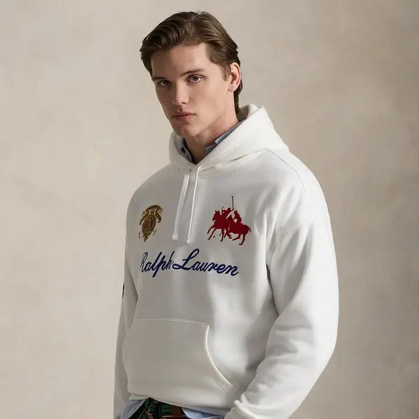 Ralph Lauren Relaxed Fit Heavyweight Fleece Hoodie - White