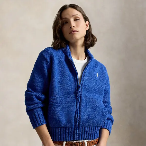 Ralph Lauren Cotton Zip Cardigan - Sapphire Multi