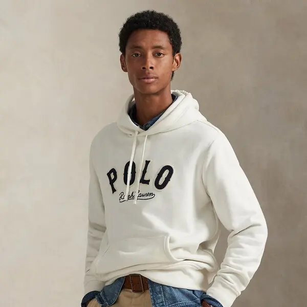 Ralph Lauren Rl Fleece Western-logo Hoodie - Deckwash White