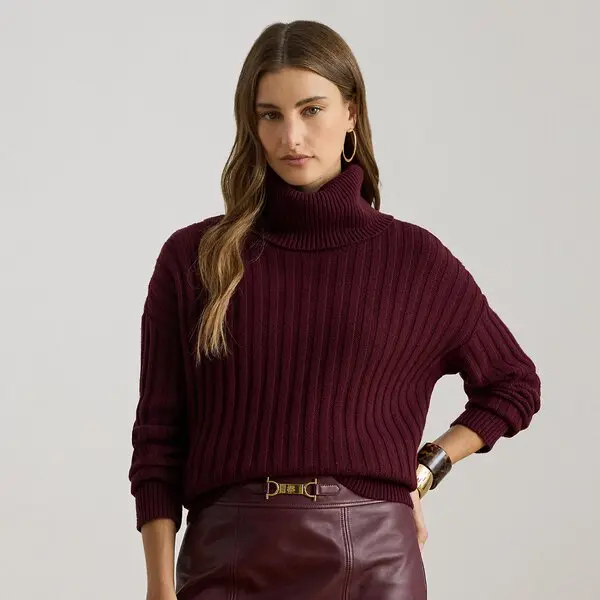 Ralph Lauren Woo-bend Over Turteneck Sweater - Dark Garnet