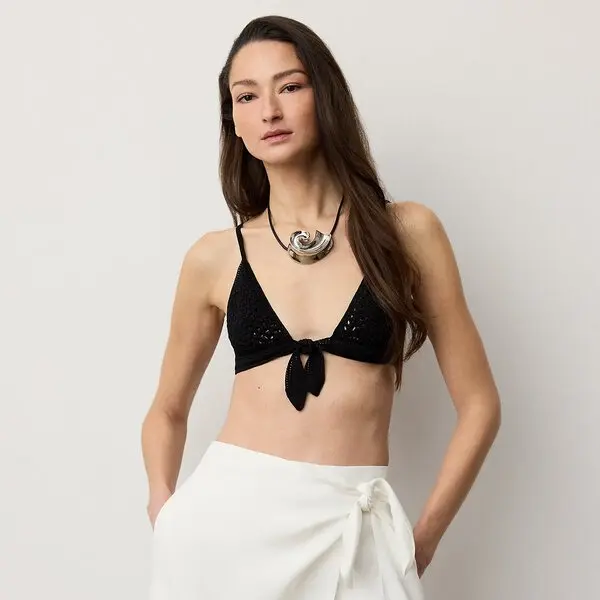 Ralph Lauren Twit Crochet Ilk Bra Top - Black