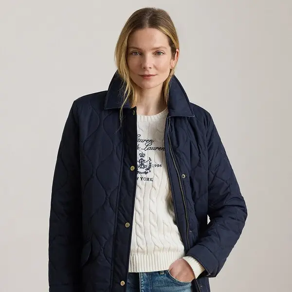 Ralph Lauren Denim-trim Quilted Barn Jacket - Dark Navy