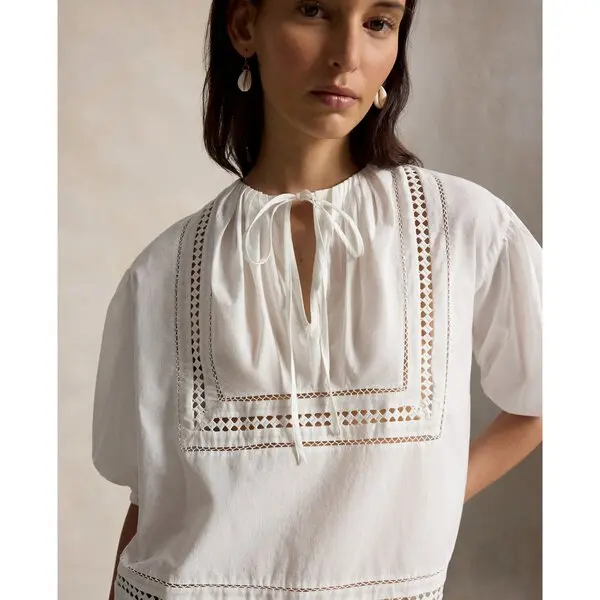 Ralph Lauren Lace-trim Cotton Shirt - White
